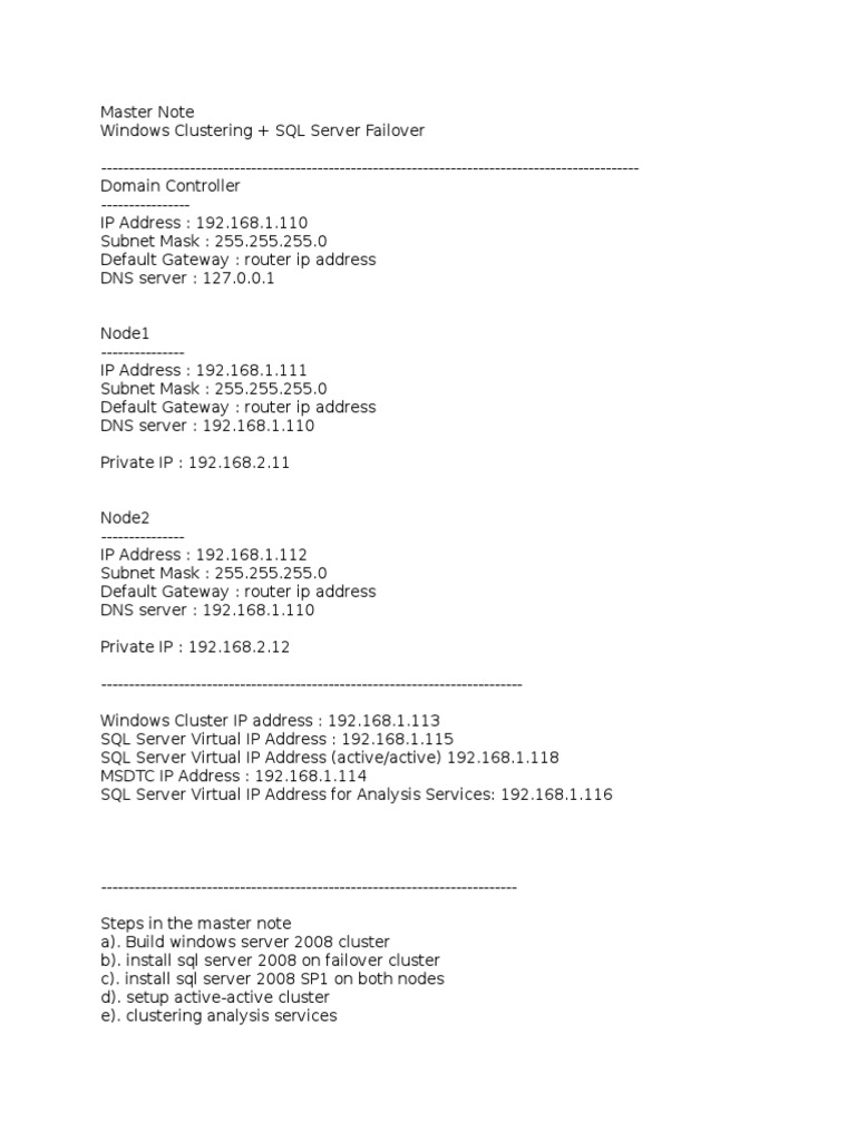 SQL Server Failover Clustering | PDF | Computer Cluster | Domain Name ...