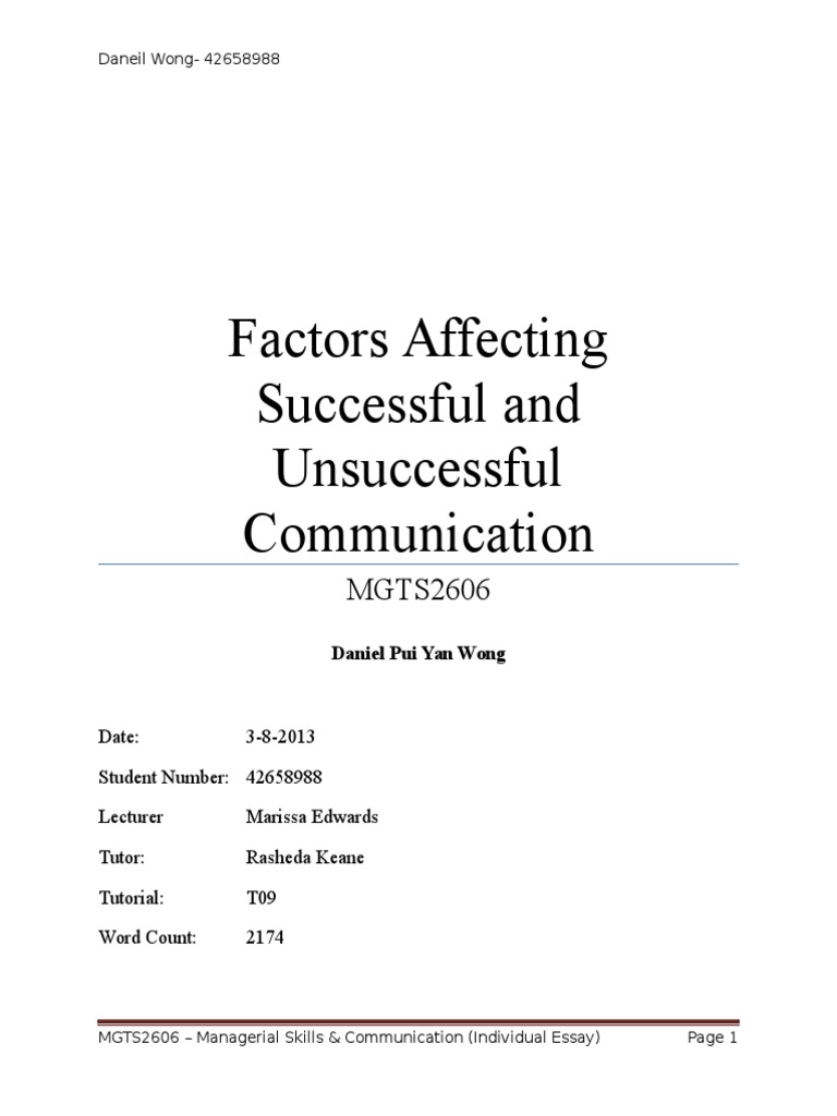 Daniel - Wong - MGTS2606 - Factors Affecting Successful and ...