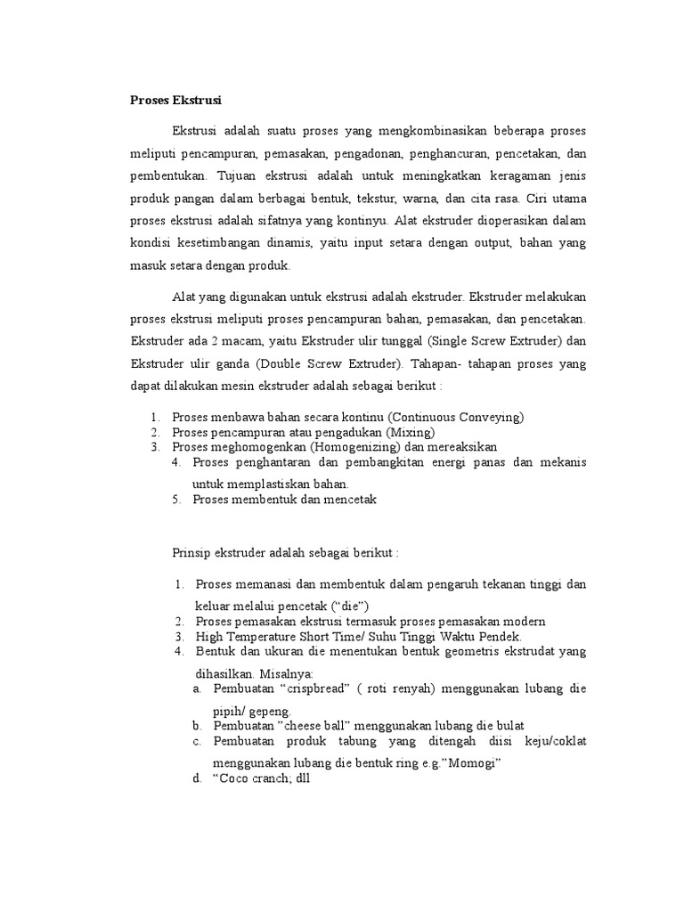Proses Ekstrusi | PDF