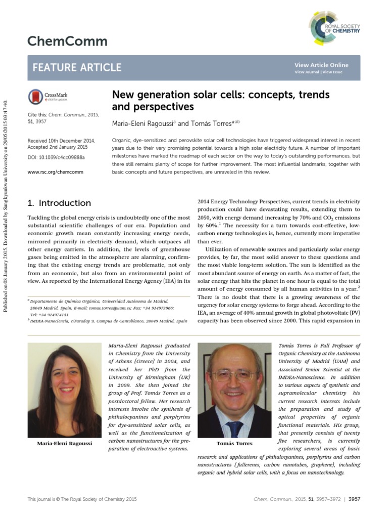 Chemcomm: Feature Article | PDF | Photovoltaics | Physical Chemistry
