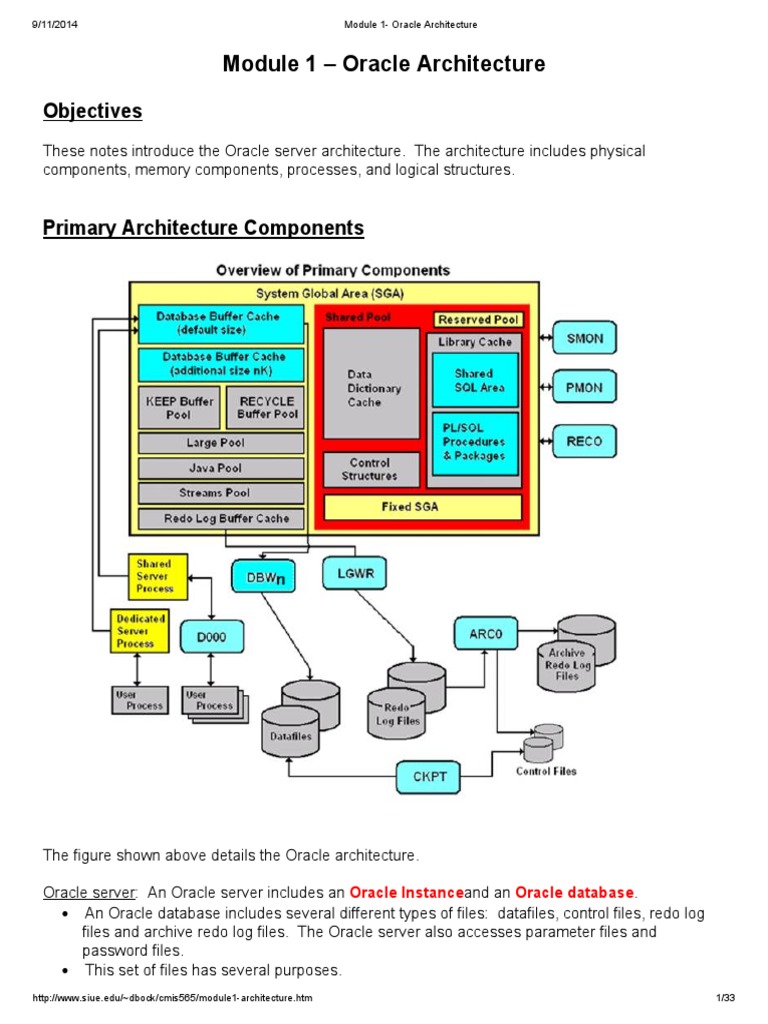 Module 1 - Oracle Architecture | PDF | Oracle Database | Cache (Computing)