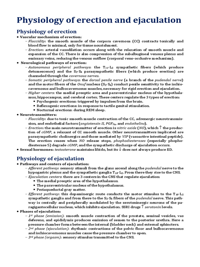 Physiology of Erection and Ejaculation | PDF | Organ (Anatomy ...