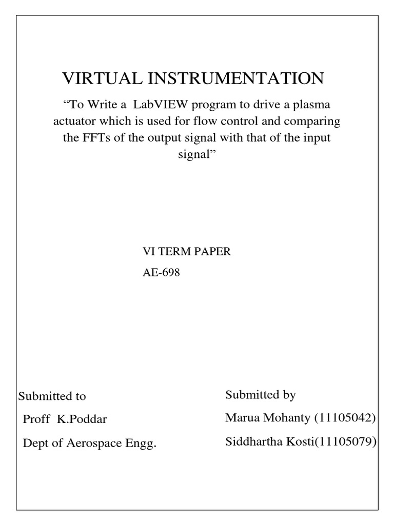 Virtual Instrumentation: Vi Term Paper AE-698 | PDF
