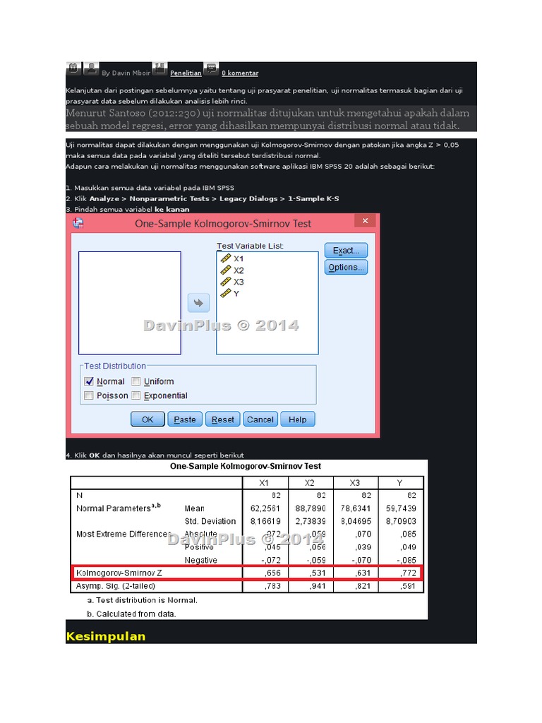 Cara Uji Normalitas Dengan SPSS | PDF