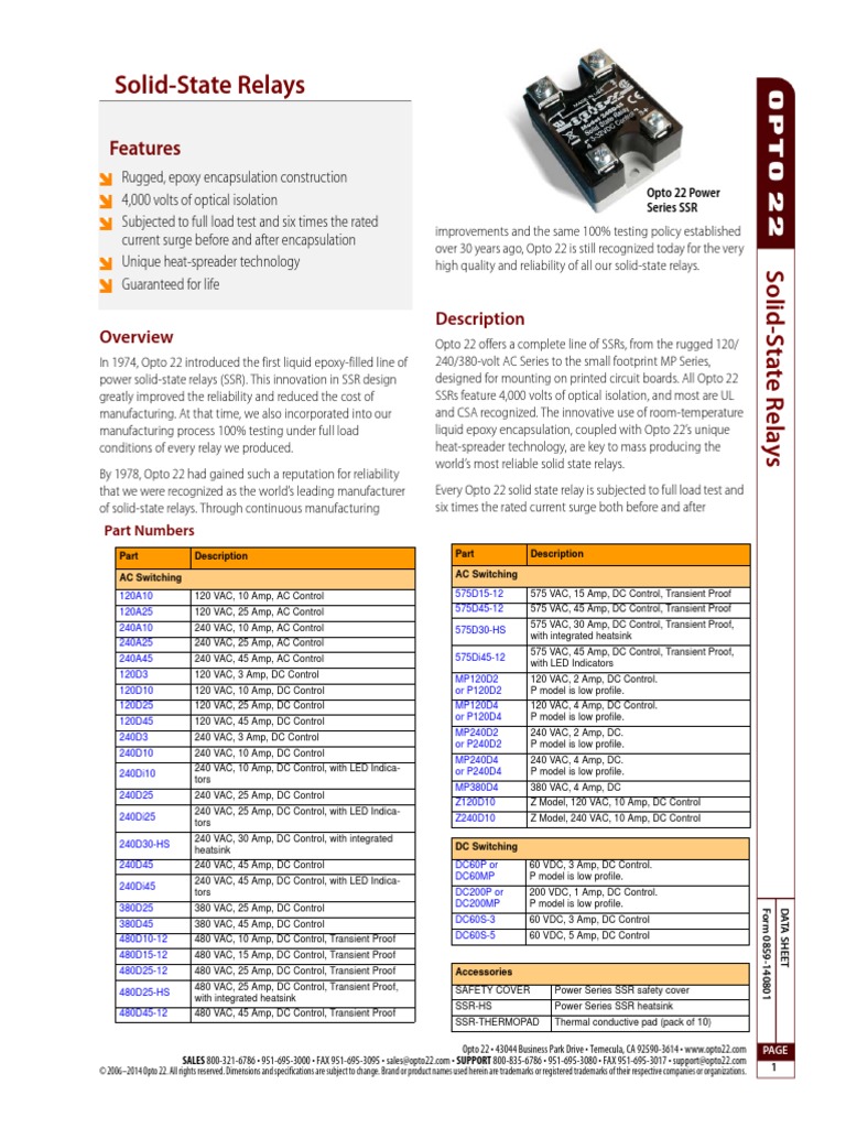 0859 Solid State Relays Data Sheet PDF | PDF