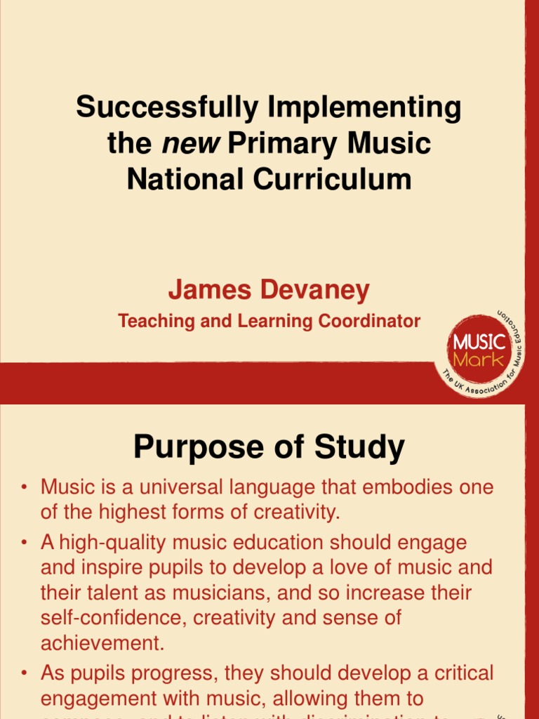 Guidance for Implementing the New Primary Music National Curriculum ...
