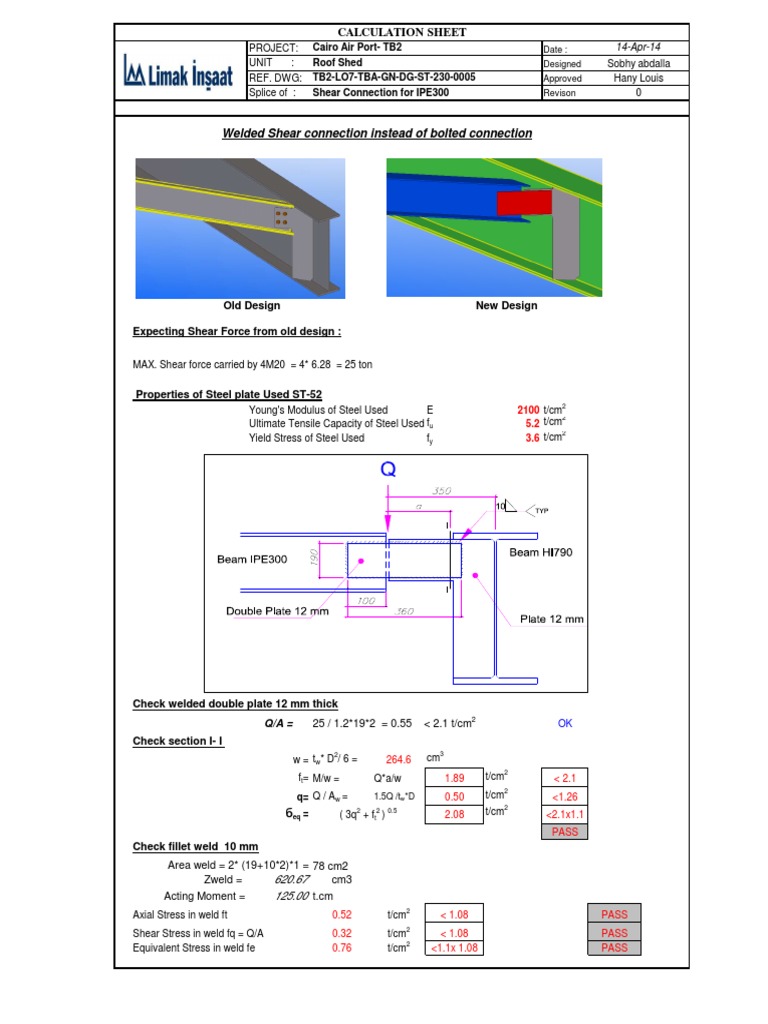 Welded Shear Connection Design Analysis | PDF