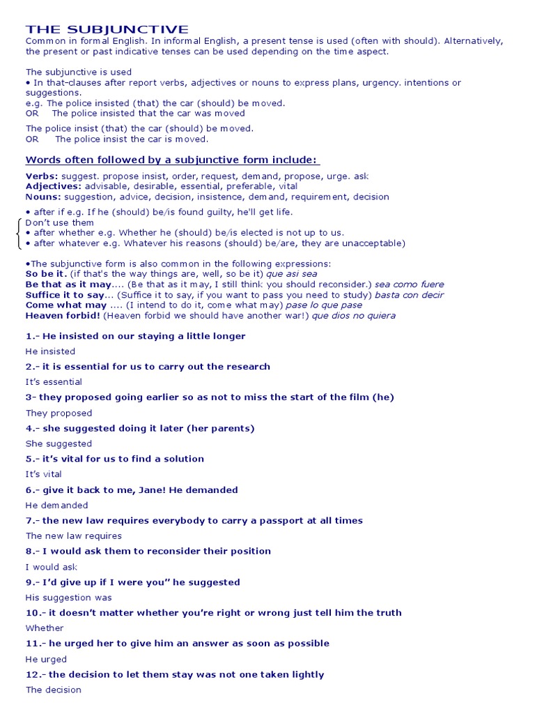 Understanding the Subjunctive Mood | PDF
