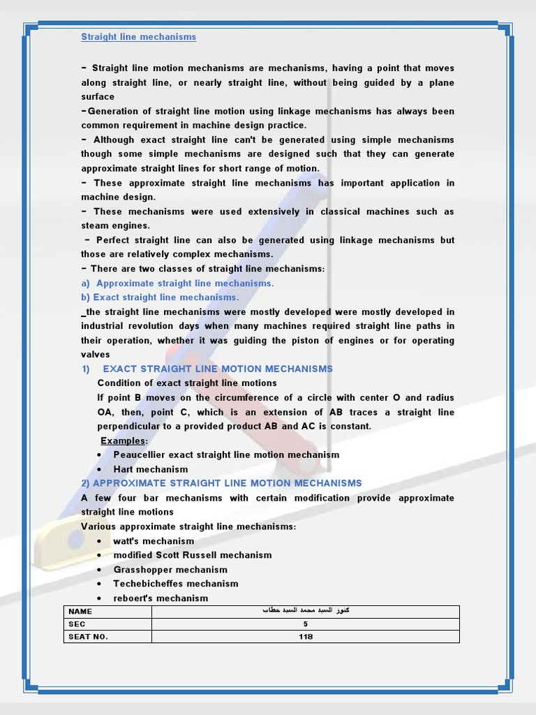 Straight Line Mechanisms | PDF