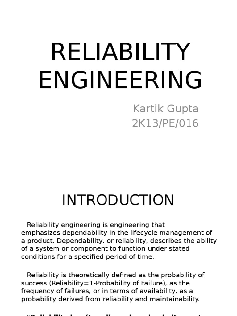 Reliability Engineering | PDF | Reliability Engineering | Six Sigma