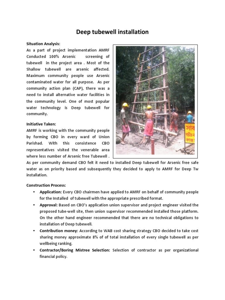 Deep Tube Well Installation | PDF | Science | Technology (General)