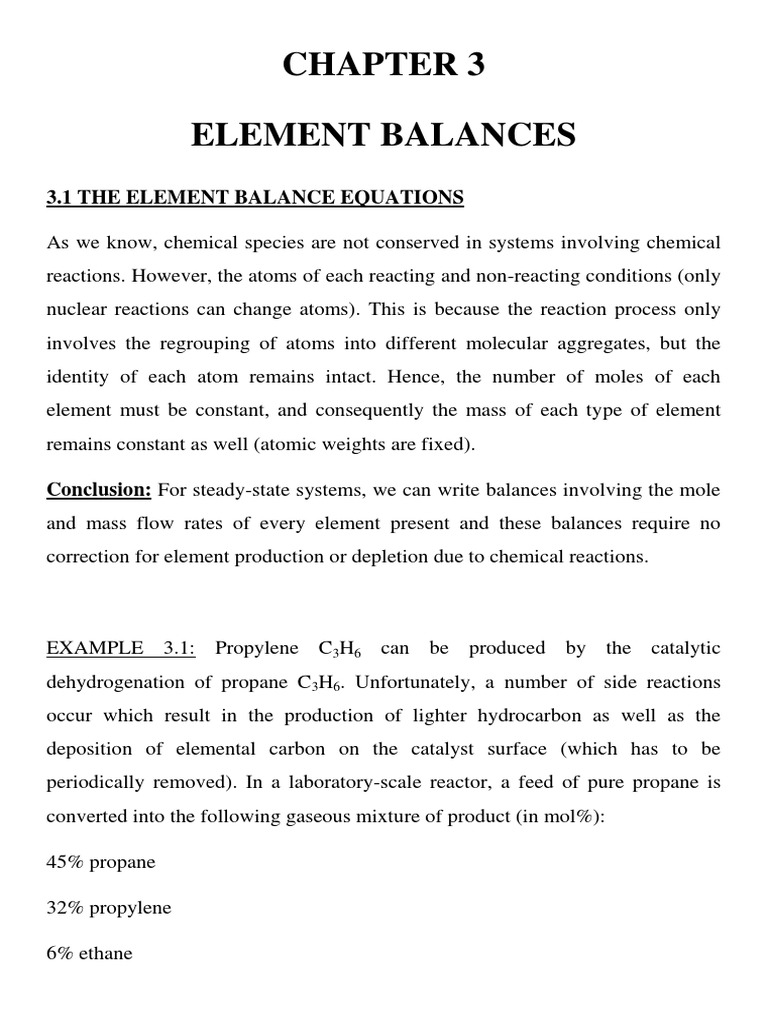 Element Balances in Chemical Reactions | PDF | Stoichiometry | Combustion
