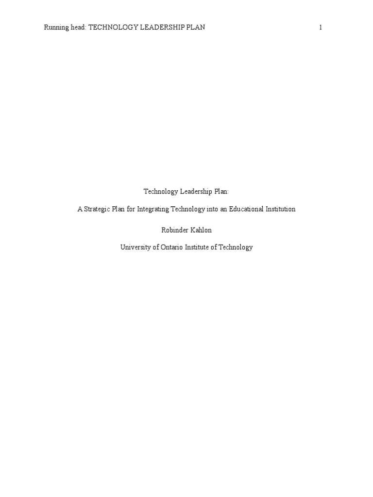 Strategic Technology Integration Plan | PDF | Leadership | Educational ...