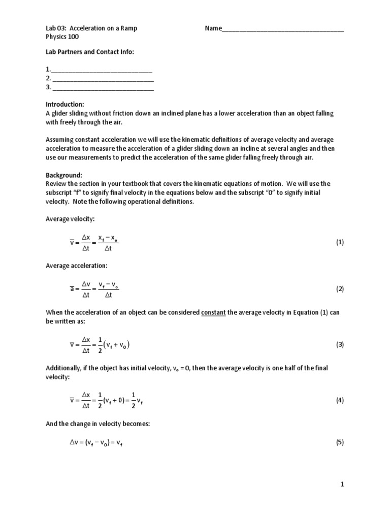 Acceleration Measurement on Ramp | PDF | Acceleration | Velocity