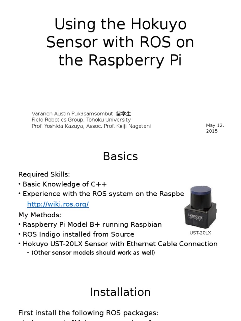 Hokuyo Sensor With Ros Tutorial | PDF | Image Scanner | Raspberry Pi