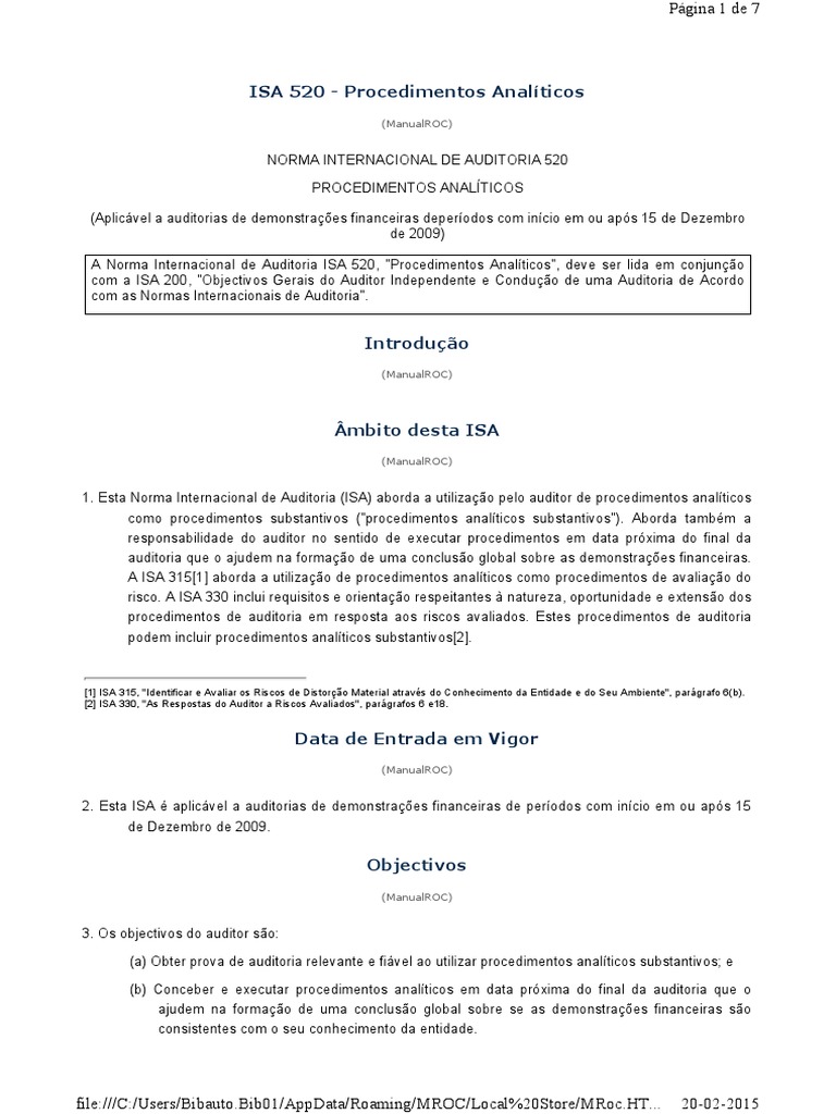 Isa 520 | PDF | Informação | Risco