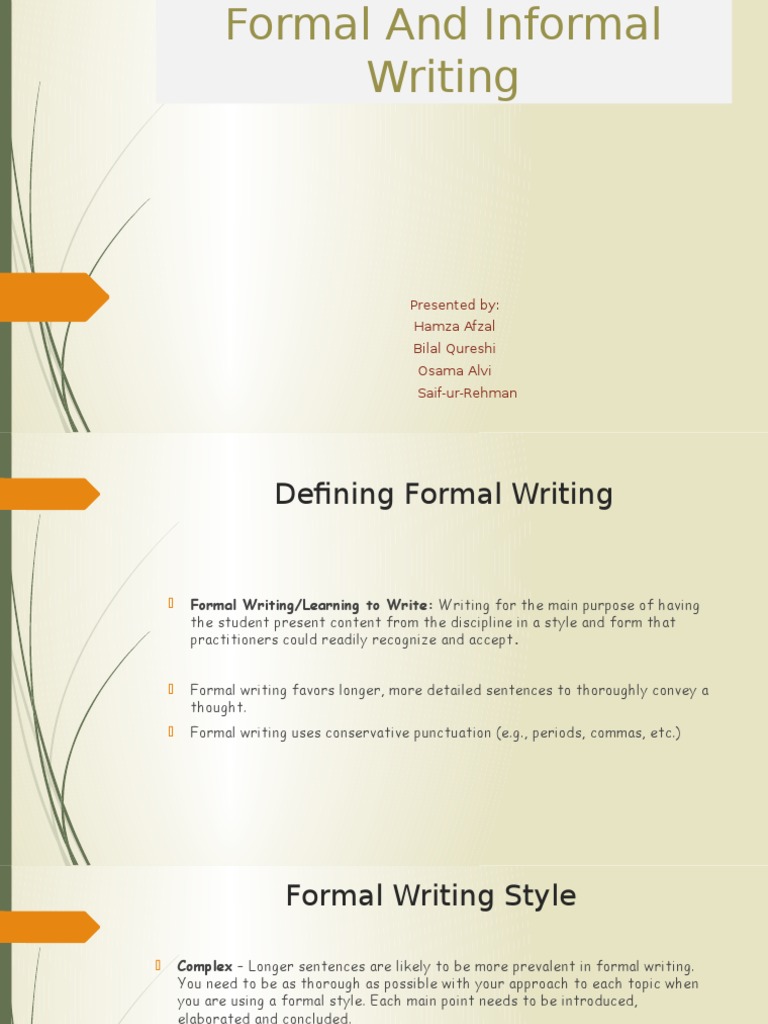 Formal vs Informal Writing Styles | PDF | Ellipsis | Writing