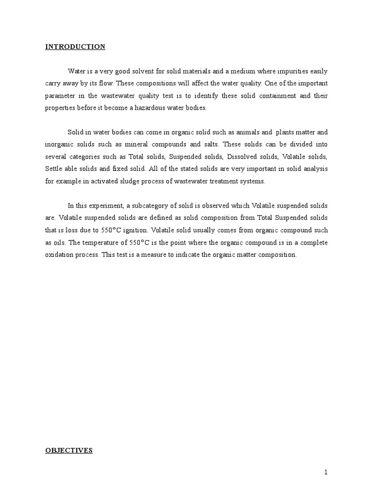 Volatile Test-Full Report | PDF | Solid | Water Quality