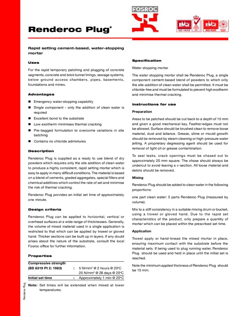 Renderoc Plug | PDF | Concrete | Building Engineering
