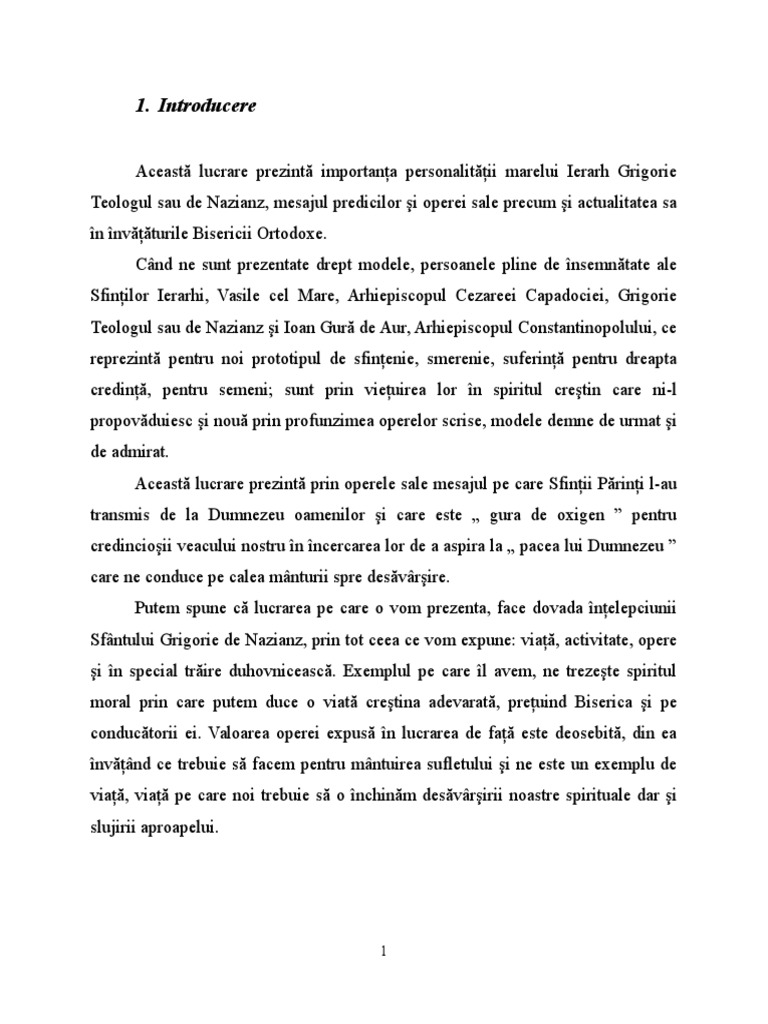 Viata Si Opera Sfantului Grigorie de Nazianz | PDF