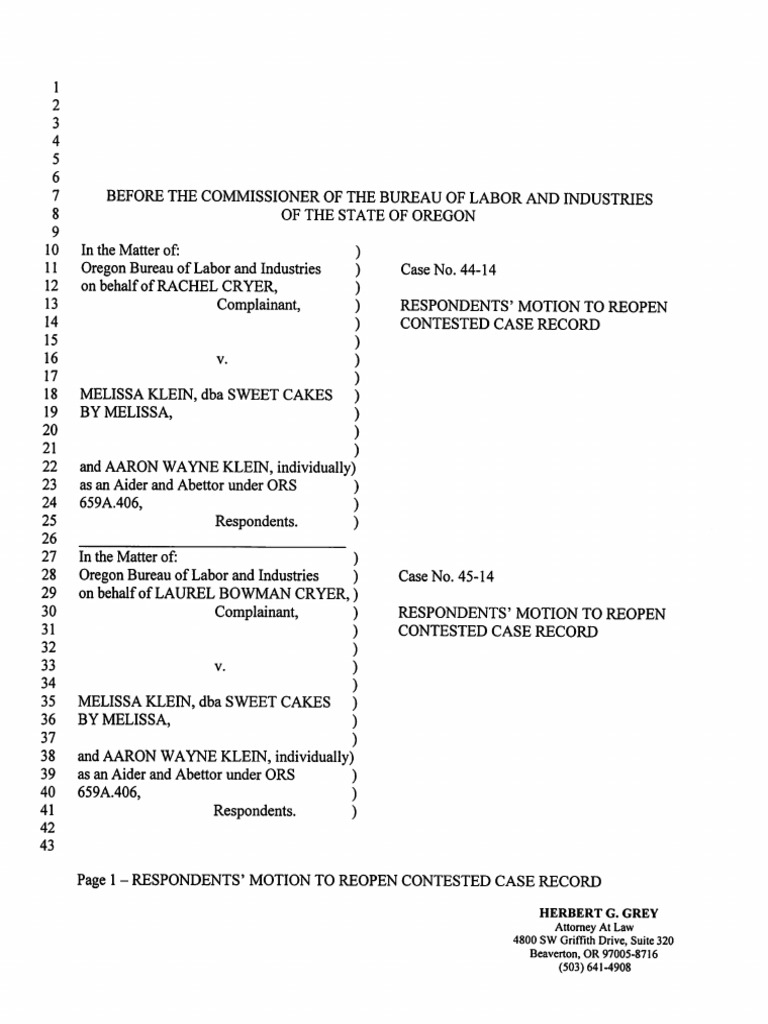Respondents Motion To Reopen Contested Case Record | PDF | Witness ...