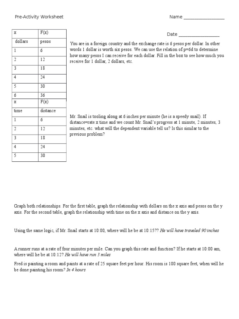 Currency Exchange and Rate Graphing Worksheet | PDF | Language Arts ...