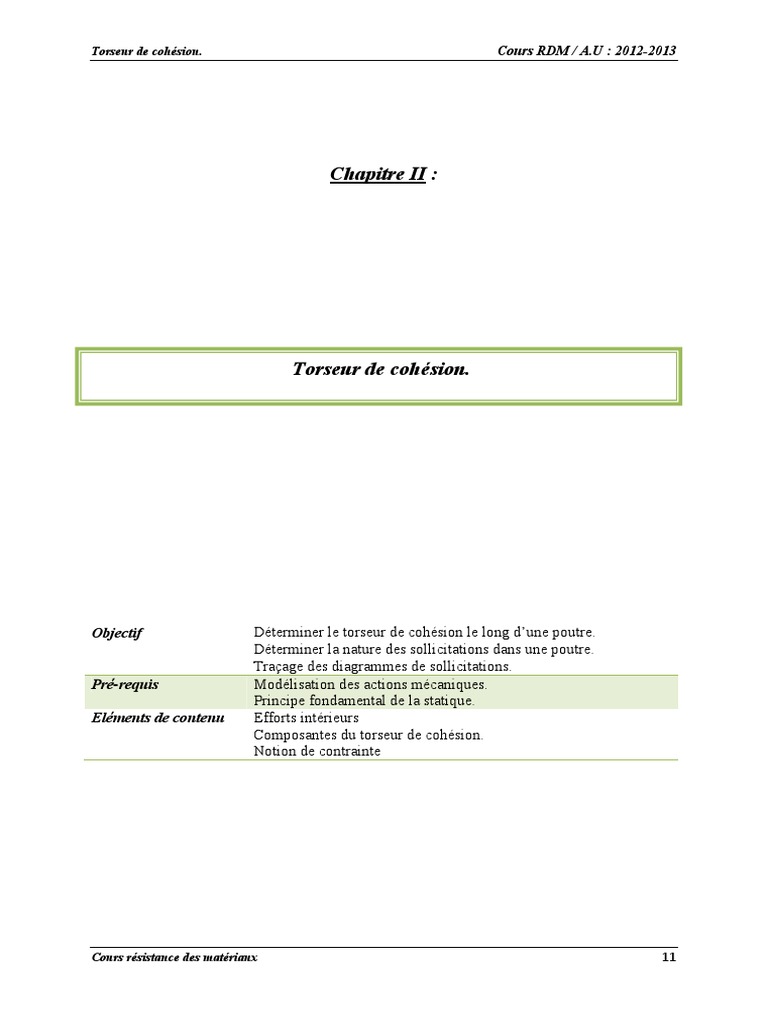 Torseur de cohésion en résistance des matériaux | PDF | Résistance des ...