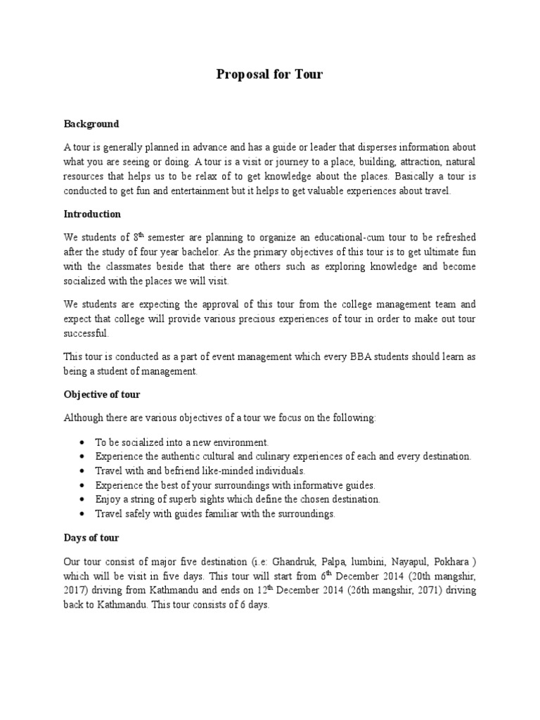 Proposal For Tour: Background | PDF | Cognition | Learning