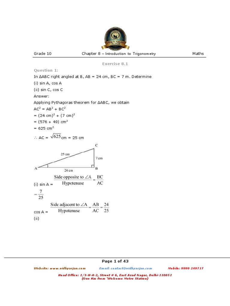 Introduction To Trigonometry For Grade 10 | PDF | Teaching Methods ...