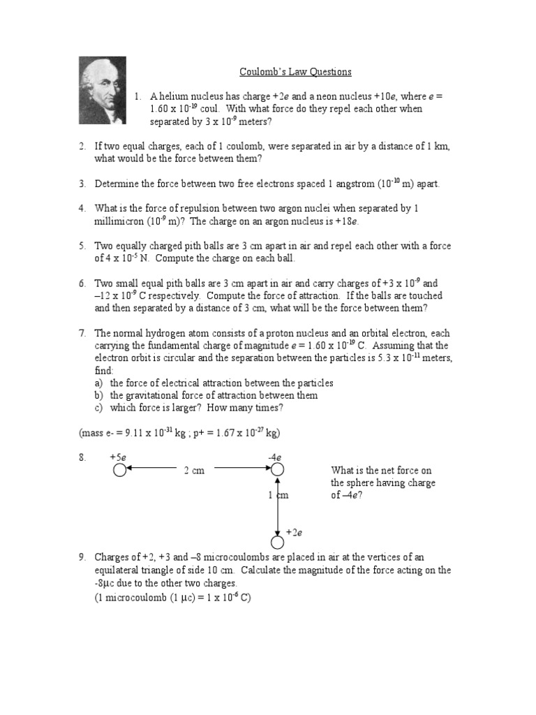 Coulomb's Law Questions | PDF