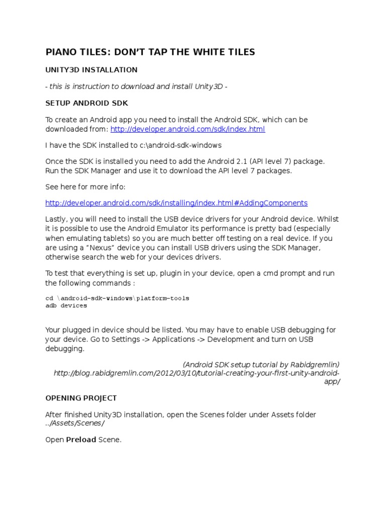 Instructions Piano Android App | PDF | Android (Operating System) | Computing Platforms