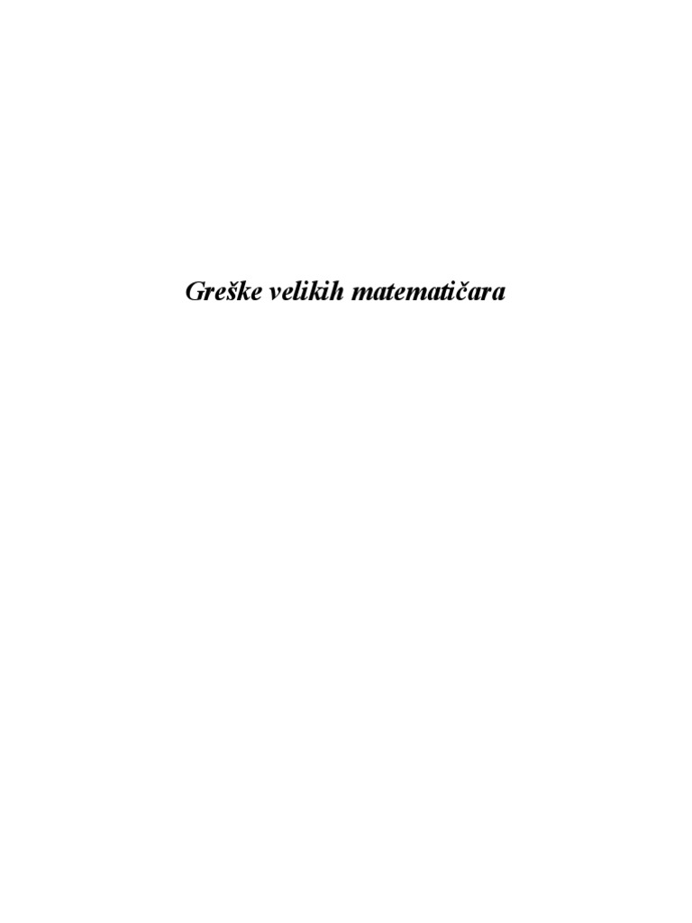 Greske Velikih Matematicara | PDF
