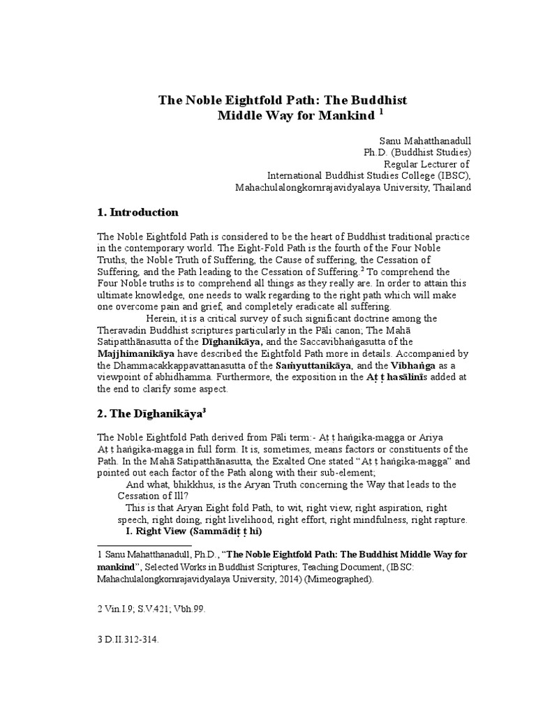 6.the Noble Eightfold Path The Buddhist Middle Way For Mankind | PDF ...