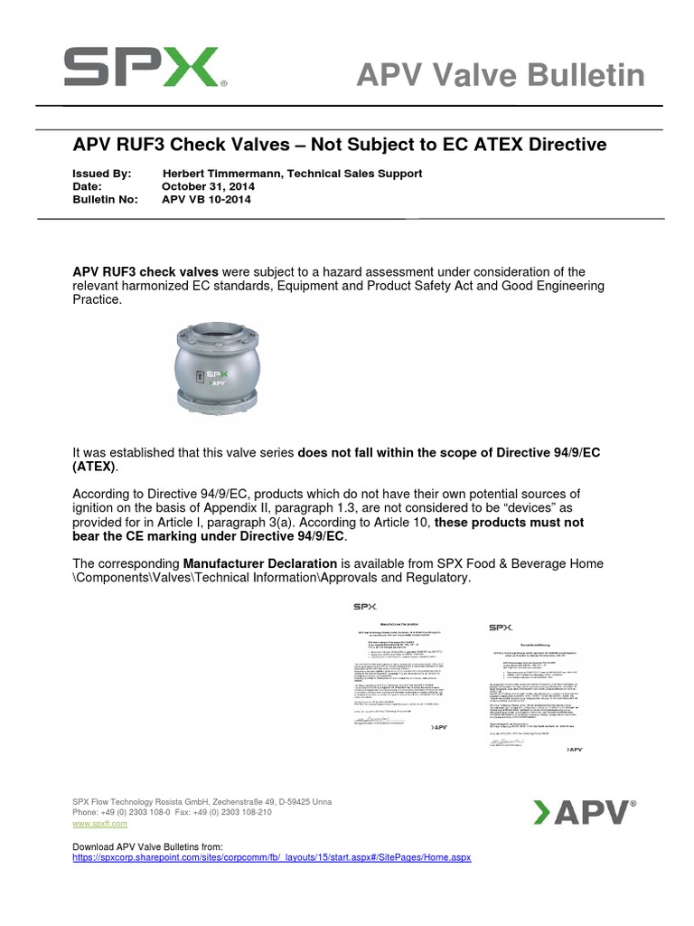 Apv Valves and Atex | PDF | Prevention | Safety