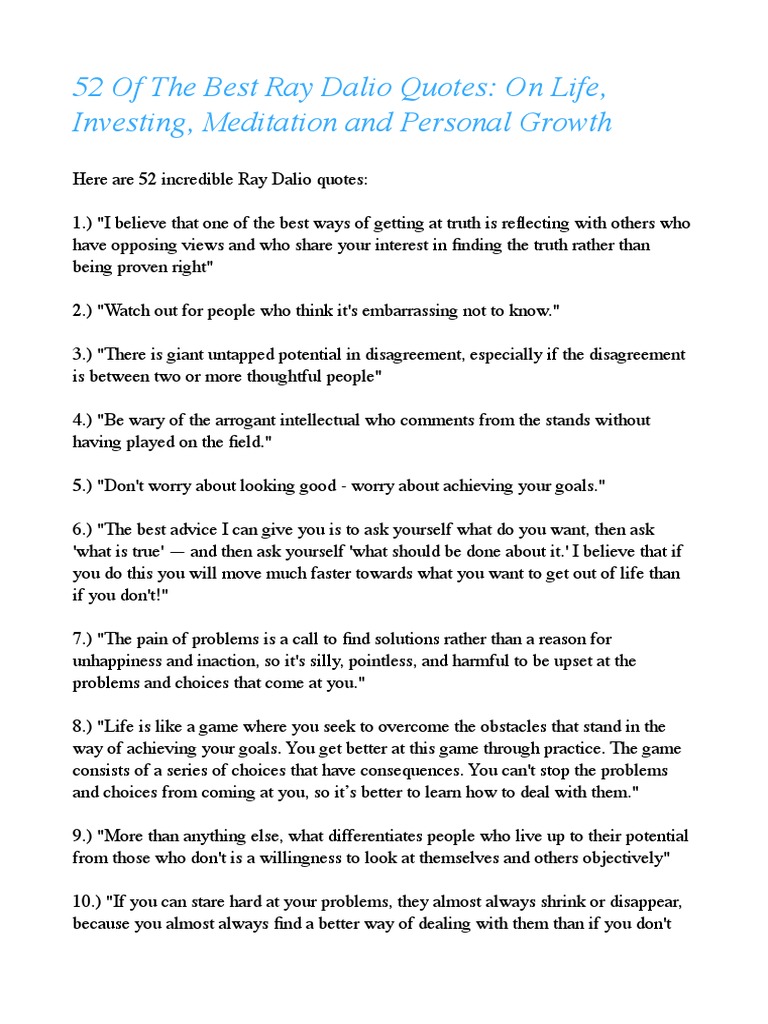 52 Advices From Ray Dalio | PDF | Thought | Memory