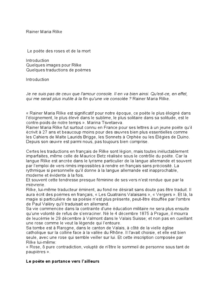 Rainer Maria Rilke Le Poète Des Roses Et de La Mort | PDF | Poésie | Dieu