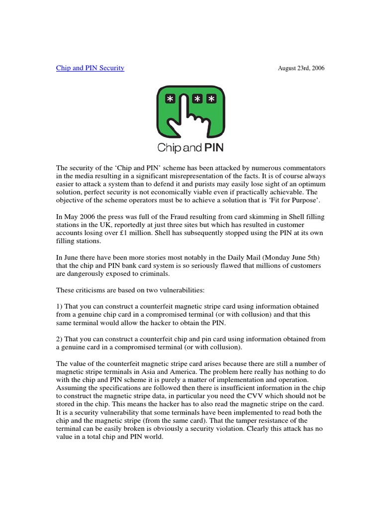 Chip and PIN Security | PDF | Emv | Personal Identification Number