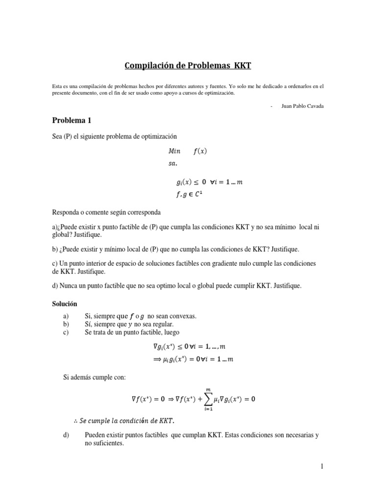 Problemas de Optimización KKT | PDF | Optimización Matemática | Matemáticas Aplicadas