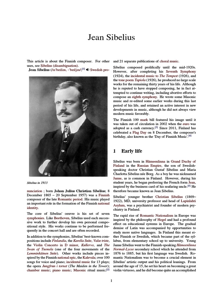Jean Sibelius | PDF | Classical Music | Musical Compositions