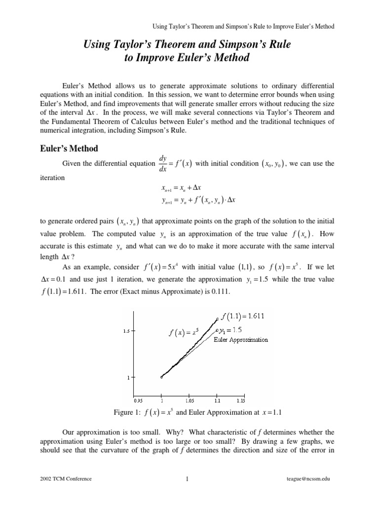 Euler and Simpson | PDF | Integral | Calculus