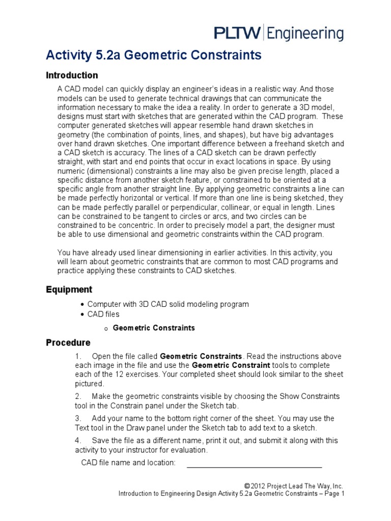 5 2 A A Geometric Constraints | PDF | Line (Geometry) | Computer Aided ...