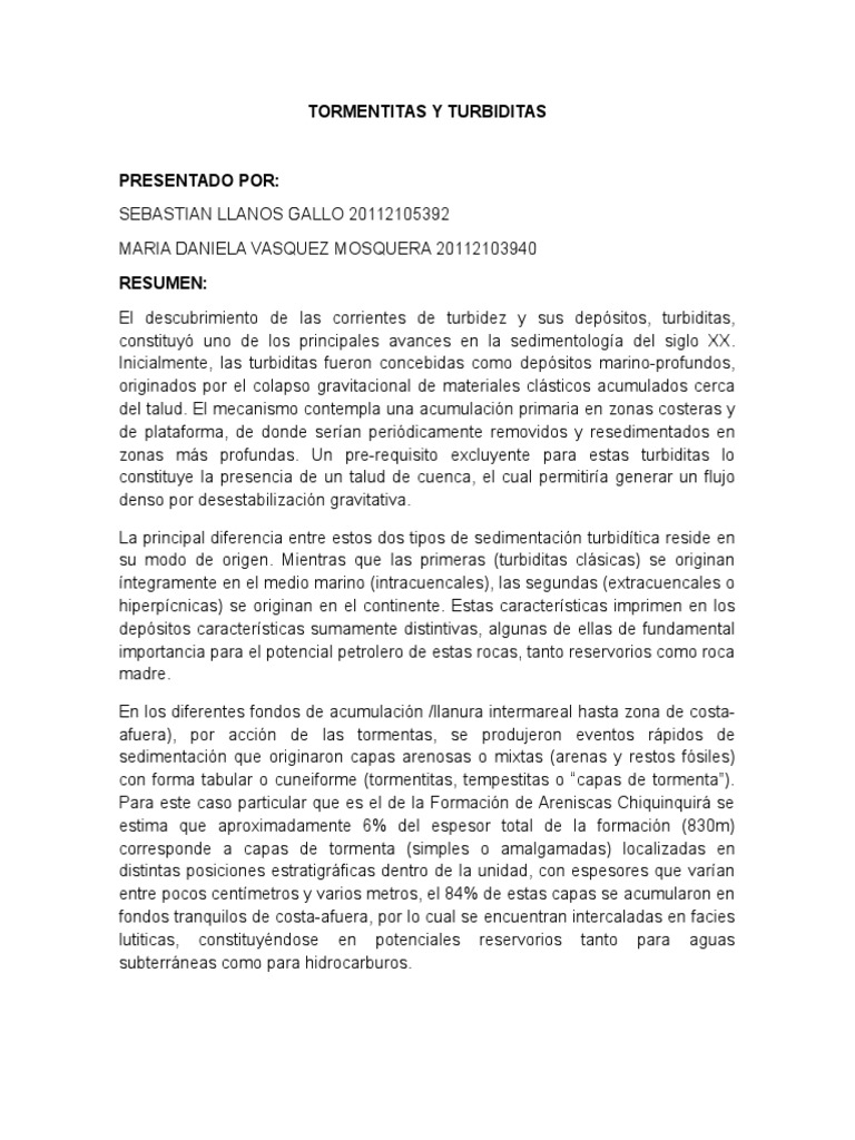 Tormentitas y Turbiditas | PDF | Roca clástica | Roca (geología)