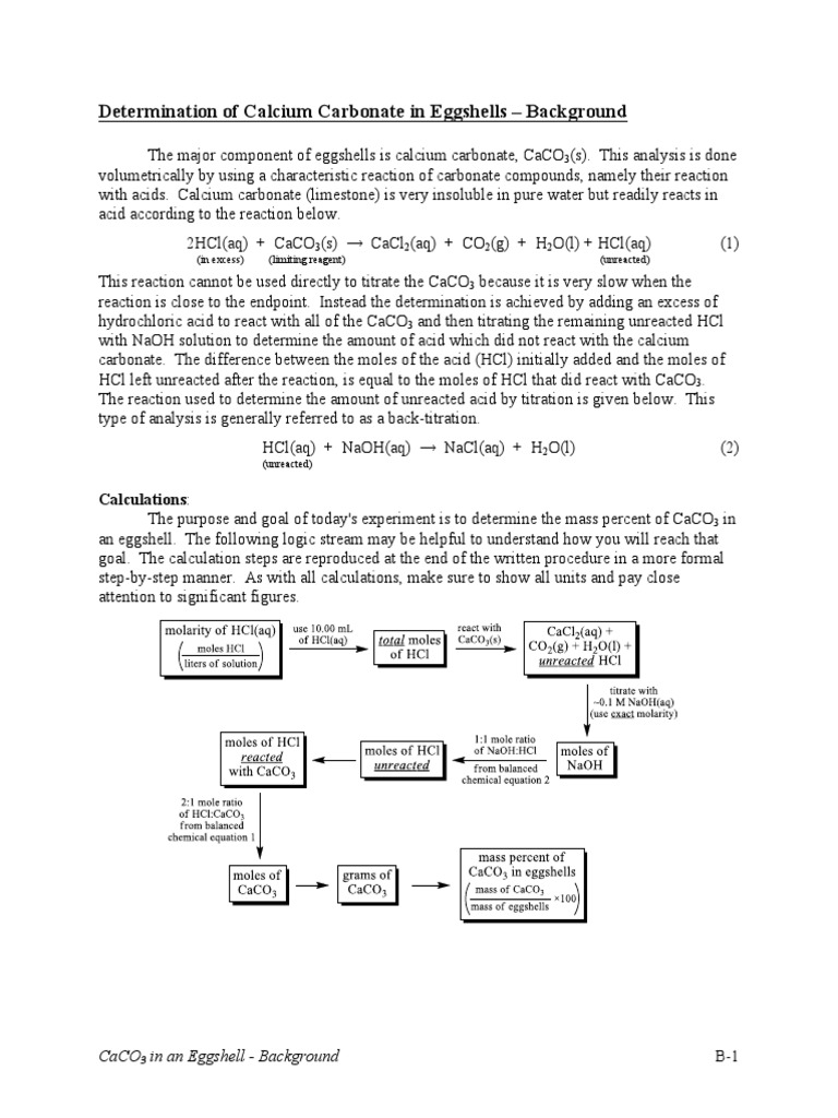 Determination of Calcium Carbonate in Eggshells | Titration ...