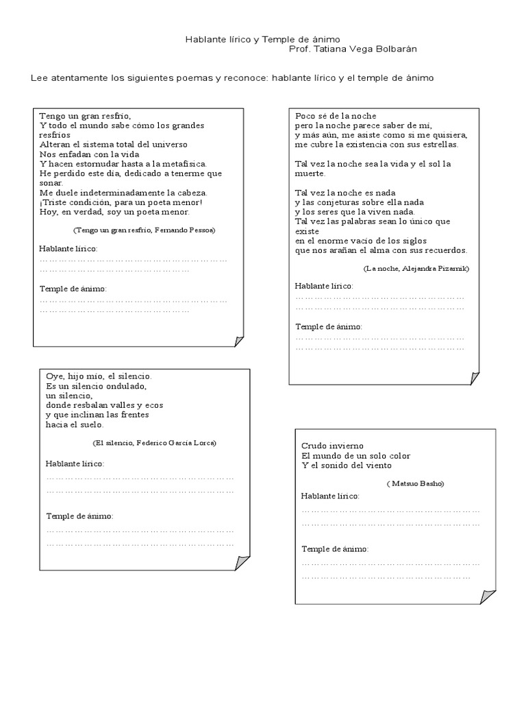 Hablante Lírico y Temple de Ánimo | PDF
