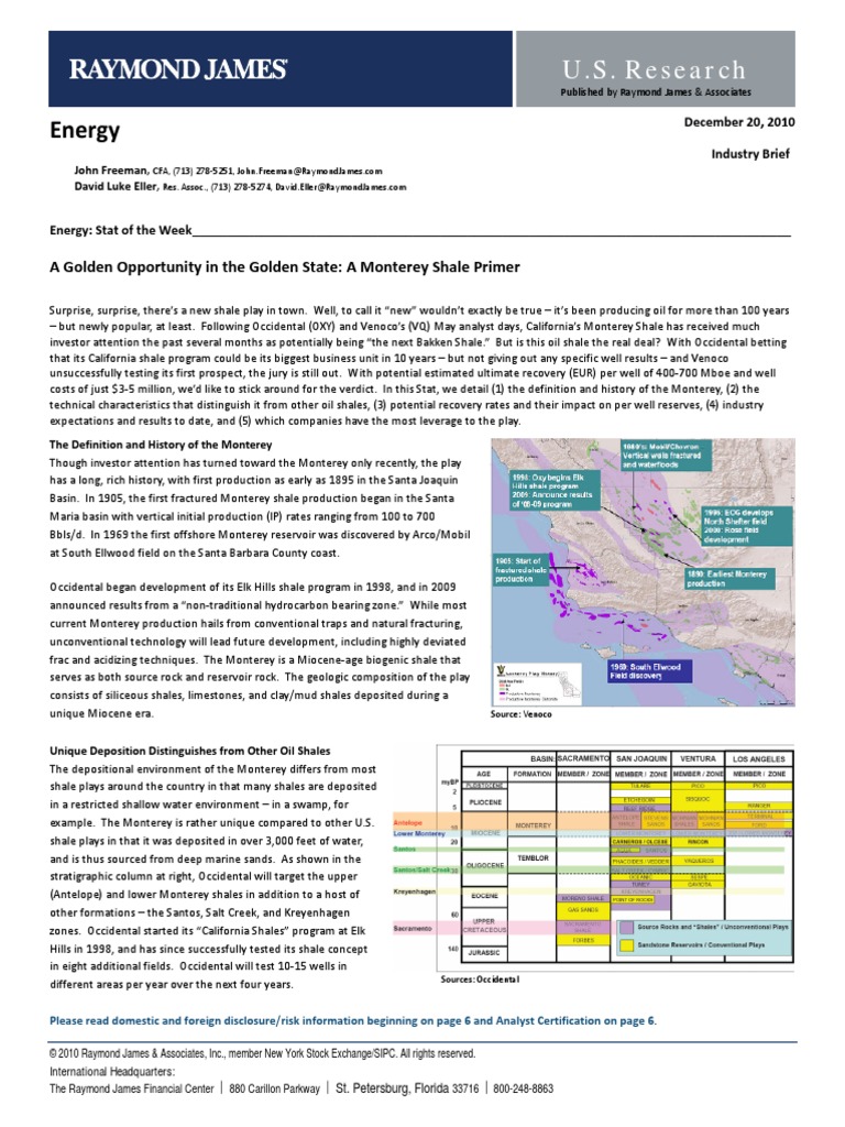 Raymond James - Analysis of Monterey Shale | PDF | Securities (Finance ...