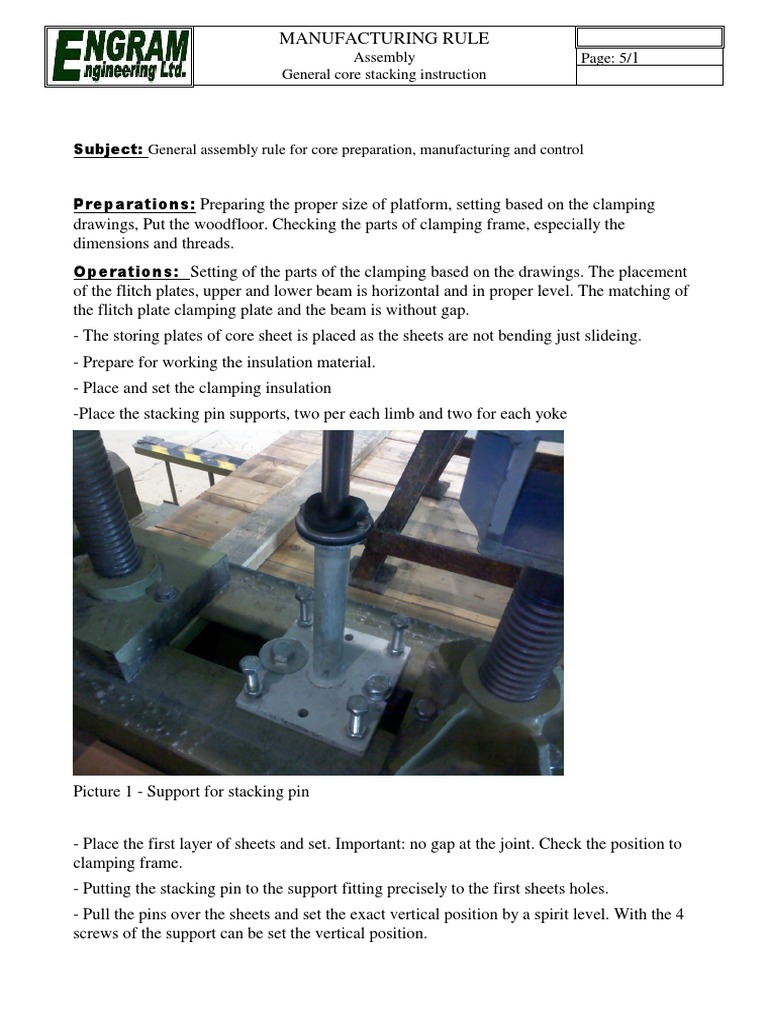 General Assembly Instructions for Precisely Stacking Cores and ...