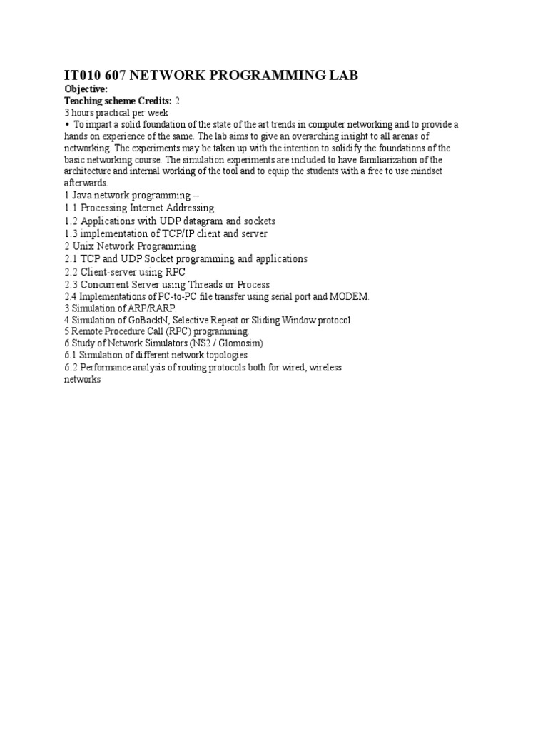 Network Programming Lab Overview | PDF