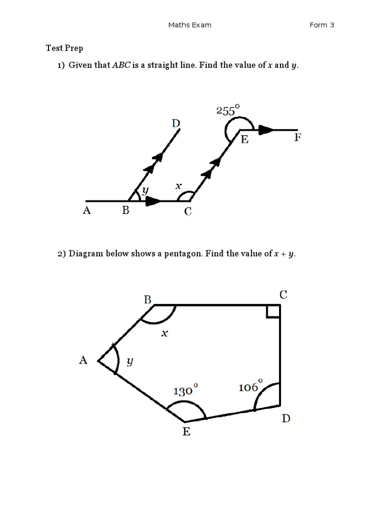 Form 3 Maths Exam Questions and Answers | PDF