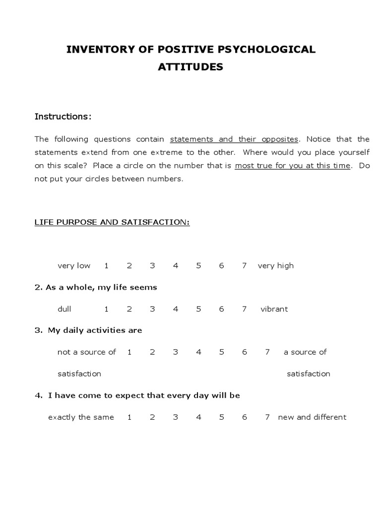 Inventory of Positive Psychological Attitudes | PDF | Career & Growth