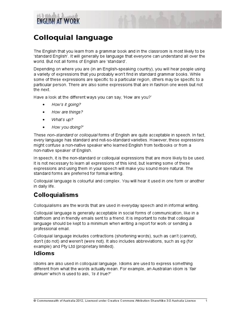 Colloqual Language | PDF | English Language | Sociolinguistics